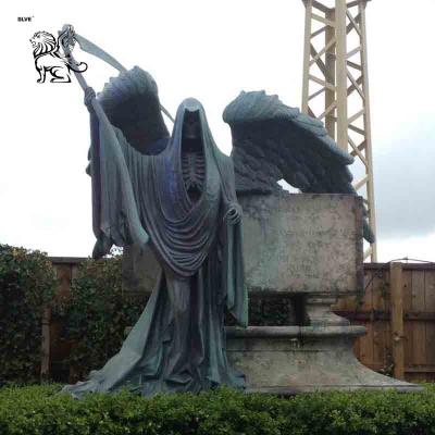 China Bronze Santa Muerte Statue Saint Holy Death Statues Large Metal Cemetery Skeleton Angel Sculpture Outdoor for sale