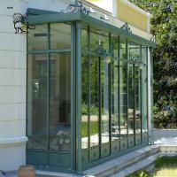 China Wrought Iron Sun Room Greenhouse Green Metal Bay Window Entrance Doors Living Room Balcony for sale