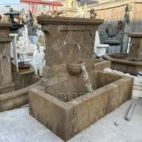 China Marble Wall Water Fountains Outdoor Natural Stone Garden Antique Fountain Handcarved Front Yard for sale