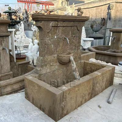 China Marble Wall Water Fountains Outdoor Natural Stone Garden Antique Fountain Handcarved Front Yard for sale