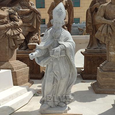 China Marble Saint Statue Holding the Bible Natural Stone Granite Religious Saints Sculpture Life Size Antique for sale