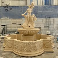 China Marble Outdoor Fountains Life Size Greek Woman Pouring Water Fountain Sculpture Large Beige Stone Handcarved Garden for sale