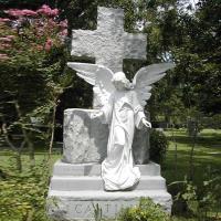 China Cemetery Angel Statue Monument Marble Sculpture Cross Tombstone Grave Yard Stone Custom for sale