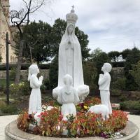 China Marble Our Lady Statues Fatima Virgin Mary Stone Religious Hand Carving Church Decoration Custom for sale