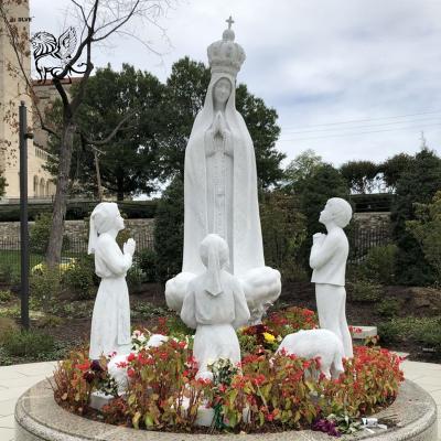 China Marble Our Lady Statues Fatima Virgin Mary Stone Religious Hand Carving Church Decoration Custom for sale