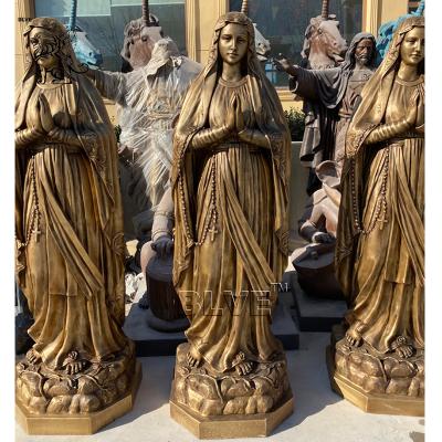 China Bronze Virgin Mary Statues Home Decor Life Size Our Lady Christian Religious Saint Figure Outdoor Church for sale