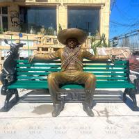 China Bronze Sitting Cowboy Sculpture Life Size Copper Man Figure Statue Casting Park Landscape Decoration Outdoor for sale