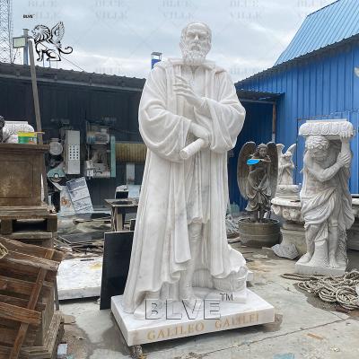 China White Marble Galileo Galilei Statue Hand Carved Stone Figure Sculpture Garden Decor Large European Outdoor for sale