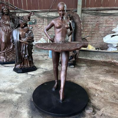 China Bronze Dancing Girl Sculpture Metal Art Ballet Woman Figure Statue Life Size Casting Outdoor Garden Decoration for sale