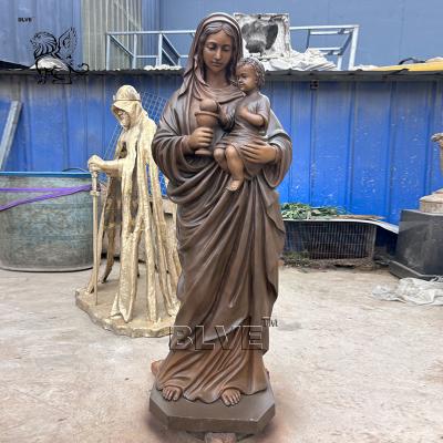 China Bronze Mother Mary Statue Christian Statues Religious Virgin Sculpture Life Size Metal Crafts Church Home Decor Handmade for sale