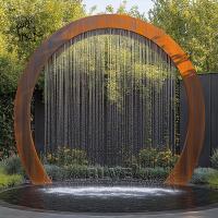 China Corten Steel Sculpture Waterfall Fountain Garden Art Metal Abstract Sculptures Decorative Outdoor for sale