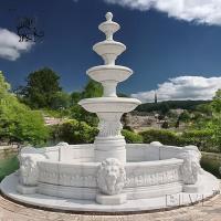 China White Marble Garden Water Fountain 4 Tier Waterfall Fountains Large Outdoor Landscaping for sale