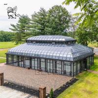 China Wrought Iron Gazebo Glass Green House Garden Sun Room Conservatory Victorian Style Outdoor Large Custom for sale