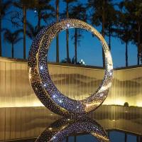 China Stainless Steel Metal Moon Sculpture Metal Garden Art Lighting Statue Home Decor Large Outdoor Modern Villa for sale