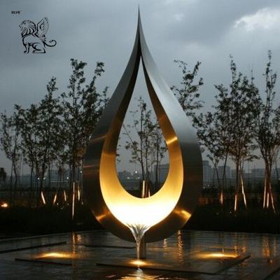 China Water-drop Fountain Stainless Steel Sculpture Lighting Mirror Polished Art Metal Large Outdoor Garden for sale