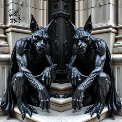 China Bronze Gargoyle Statue Sculpture Metal Monster Sculptures Medieval Buildings Large Outdoor Entrance Custom for sale