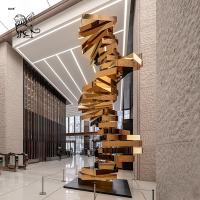 China Kinetic Sculpture Stainless Steel Indoor Mirror Polished Abstract Art Modern Large Hotel Villa Lobby for sale