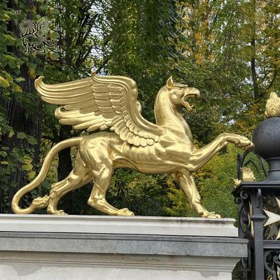 China Bronze Griffin Statue Gold Brass Legendary Animals Metal Garden Sculptures Large Outdoor Decoration Custom for sale