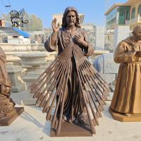 China Bronze Statue Divine Mercy Sculpture Life Size Jesus Metal Religious Outdoor Church Decoration for sale