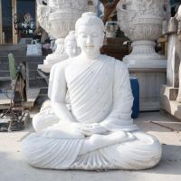 China Marble Buddha Statue Home Decor Sculpture White Stone Buddhist Garden Statues Life Size Handcarved for sale