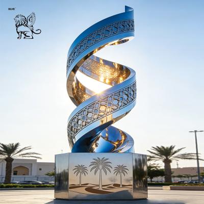 China Stainless Steel Landmark Sculpture Mirror Polished Abstract Art Saudi Arabia 2030 World Expo Hotel Project Design Large Outdoor for sale
