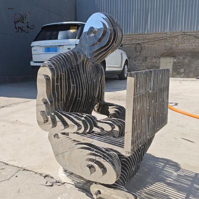 China Stainless Steel Sculpture Invisible Working Man Statue Mirror Polished Life Size Modern Art Abstract Custom for sale