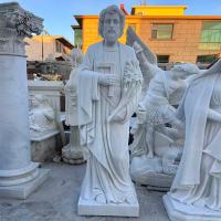 China White Marble Saint Joseph Statue Life Size Religious Figures Church Design Handcarved with Caliper for sale