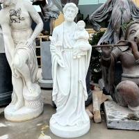 China White Marble Saint Joseph Statue Life Size Religious Figures Church Design Handcarved with Caliper for sale
