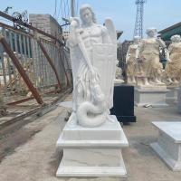 China White Marble St Michael Archangel Statue Catholic Religious Angel Sculpture Life Size Outdoor Decoration for sale