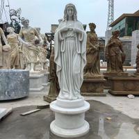 China Marble Virgin Mary Statue Life Size Religious Christian Our Lady Sculpture Home Decoration Handcarved Church for sale