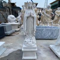 China Marble Virgin Mary Statue Life Size Religious Christian Our Lady Sculpture Home Decoration Handcarved Church for sale