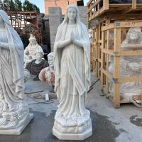 China Marble Virgin Mary Statue Life Size Religious Christian Our Lady Sculpture Home Decoration Handcarved Church for sale