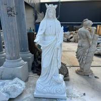 China Marble Virgin Mary Statue Life Size Religious Christian Our Lady Sculpture Home Decoration Handcarved Church for sale