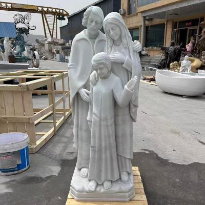 China Marble Holy Family Statue Sculpture Life Size Christian Religious Statues Figure Handcarved Church Courtyard Project for sale