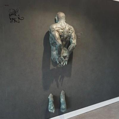 China Custom Bronze Man Statue Cast Metal Carft Modern Abstract Art life size for sale