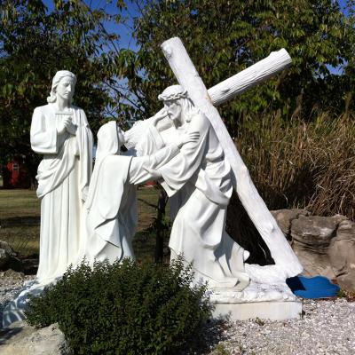 China Marble Jesus Statue Religious Stone Garden 14 Stations Of The Cross Sculpture for sale