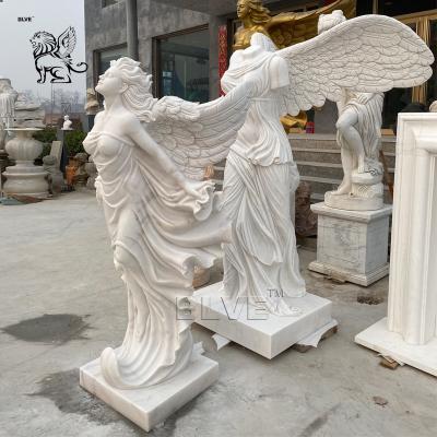 China White Marble Angel Statue Natural Stone Life Size Garden Decoration Sculpture for sale