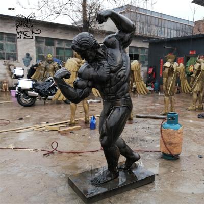 China Bodybuilding Statue Bronze Schwarzenegger Sculpture Life Size Naked Muscle Man Gym Decoration for sale
