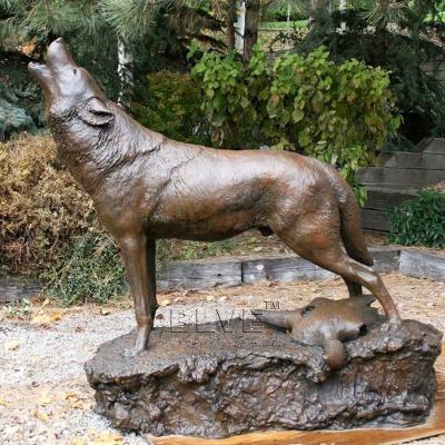 China BLVE Bronze Wolf Statue Life Size Outdoor Metal Copper Animal Sculpture Garden Art Decoration Modern Casting for sale