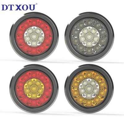 China Running Tail Light Reverse Backup Stop Lamp Red Amber White 4 Inch Round 24LEDs For Truck Trailer for sale
