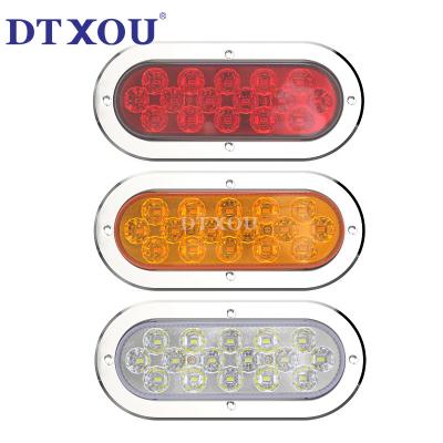 China DC 10 V-30 V 6 inch 25 LED Oval Round Universal Fit Trailer Lamp Bus Heavy Truck Led Stop Turn Tail Light for sale