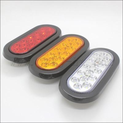 China 12V 24V 6 inch Oval LED Tail Lights for Truck Trailers Strobe Flashing Warning Lights for sale