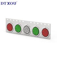 China LED truck light square LED stainless steel 5-hole bracket car light 24v red amber truck trailer brake turn signal light for sale