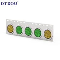 China LED truck light square LED stainless steel 5-hole bracket car light 24v red amber truck trailer brake turn signal light for sale