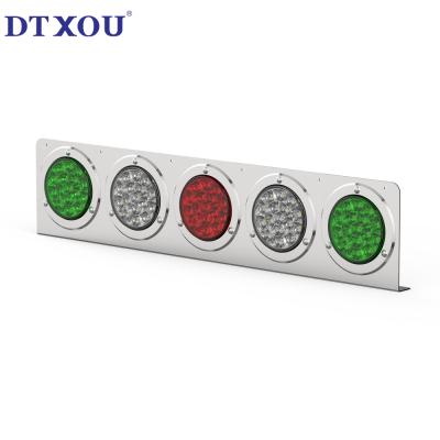 China Hot selling waterproof 4-inch circular LED trailer brake turn signal 5-hole tail light combination bracket for sale