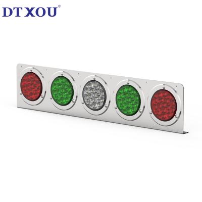 China Stainless steel waterproof LED trailer truck semi trailer brake turn signal light 5-hole tail light combination bracket for sale