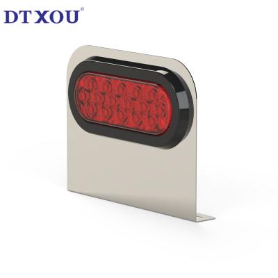 China 16 LED Red Oval Led Stop Turn Signal Tail Park Lights For Trailer Truck Waterproof 12v W/ Chrome for sale