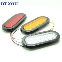 China 16 LED Red Oval Led Stop Turn Signal Tail Park Lights For Trailer Truck Waterproof 12v W/ Chrome for sale