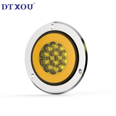 China 3w Four Inch Round Lorry Car Light 12v 24v 16 Led Abs White Amber Color Led Truck Lights for sale
