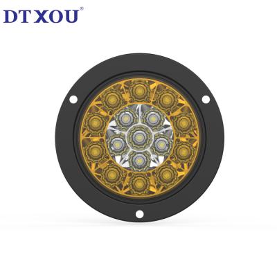 China Leds 12v 24v Round Combination Tow Truck Trailer Led Running Interior Strobe Flash Rear Lights With Chrome Ring for sale